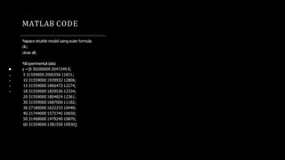 Finding the trajectory of a space shuttle model using MATLAB code | PPTX
