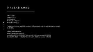 Finding the trajectory of a space shuttle model using MATLAB code | PPTX