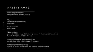 Finding the trajectory of a space shuttle model using MATLAB code | PPTX