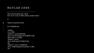Finding the trajectory of a space shuttle model using MATLAB code | PPTX