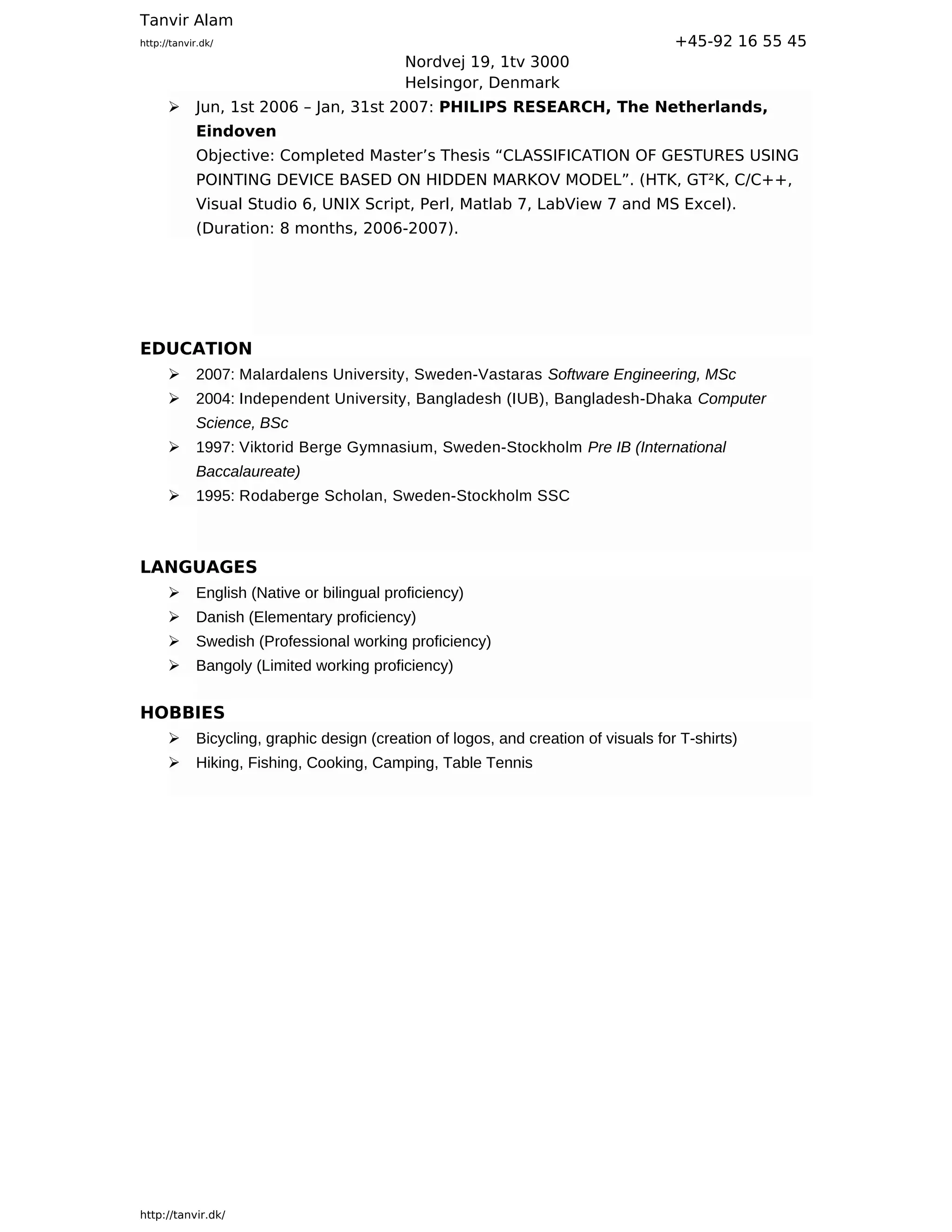 Tanvir cv | PDF