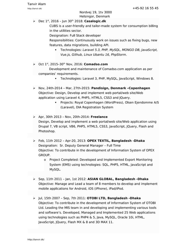 Tanvir cv | PDF