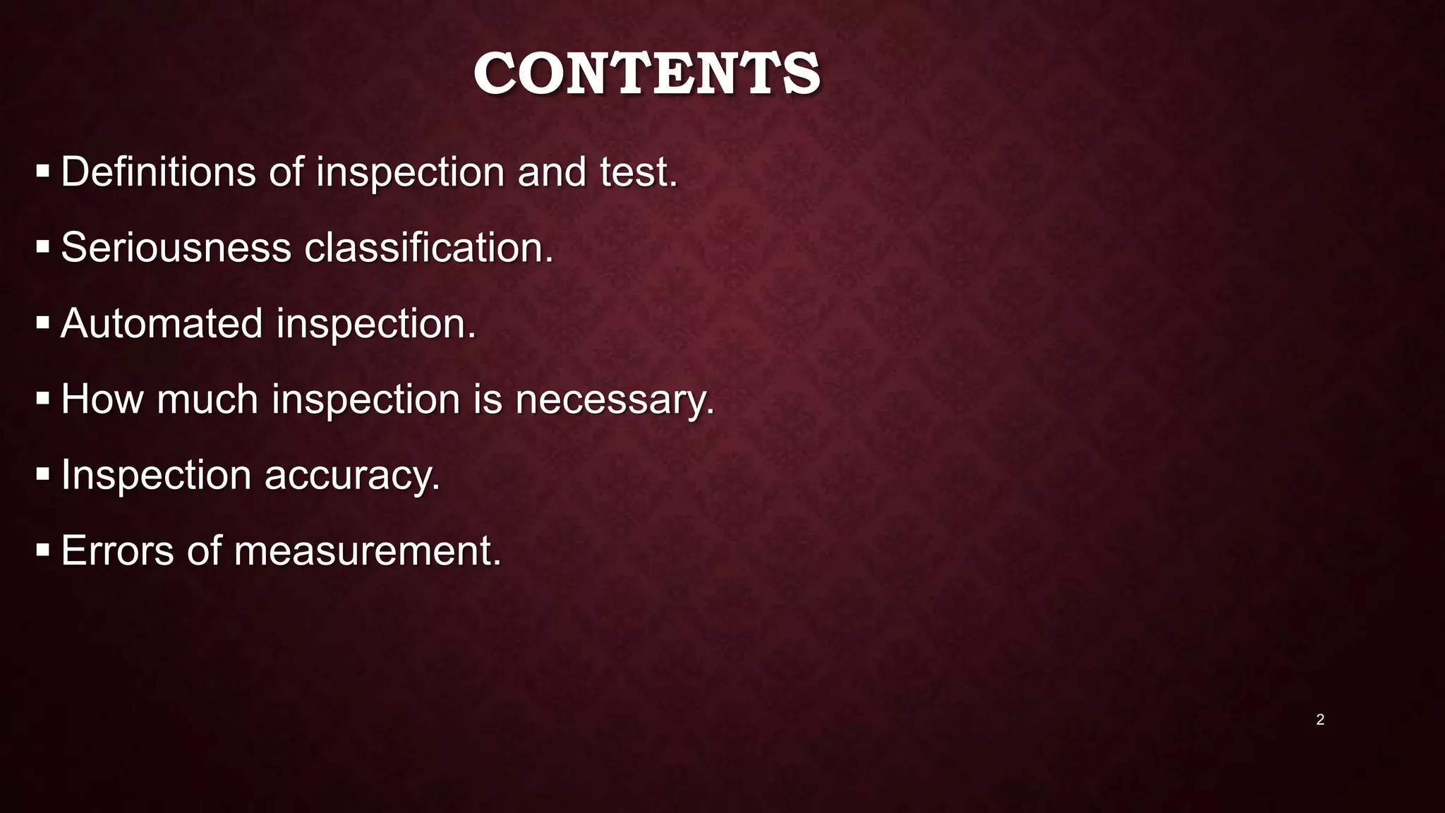 inspection , test and measurement | PPT