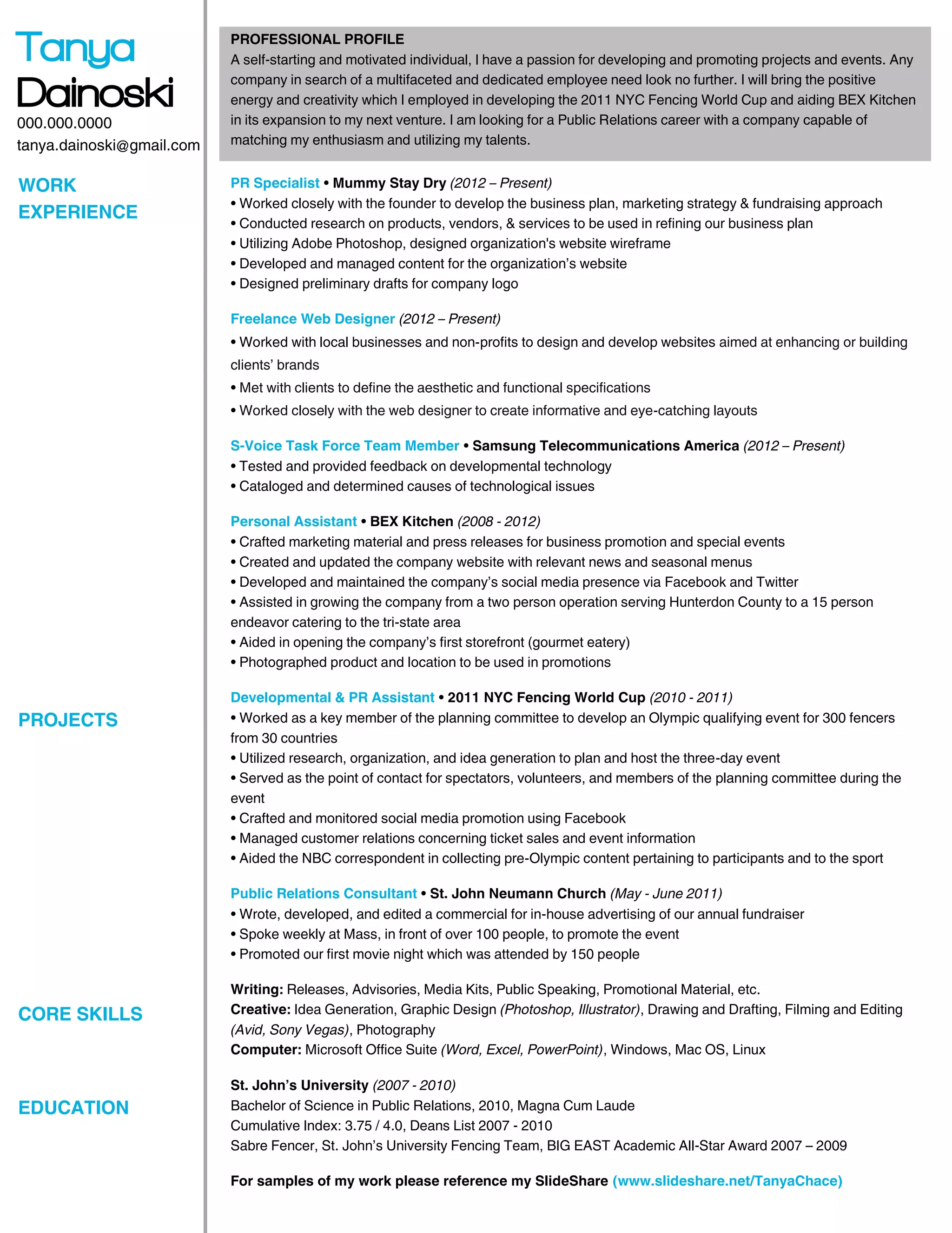 Tanya Dainoski's Resume | PDF