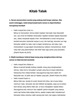 Tanya jawab kitab talak | DOCX
