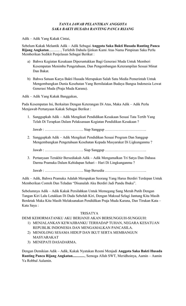 Tanya jawab pelantikan sbh | PDF