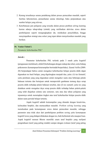 Hasil Diskusi/ Tanya Jawab Problem Solving Learning | PDF