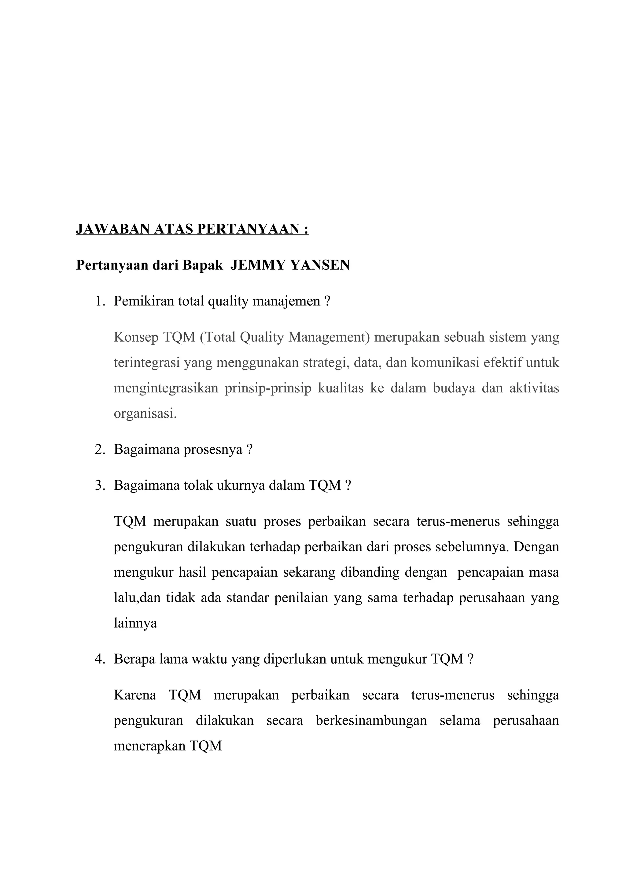 Tanya jawab tqm | PDF