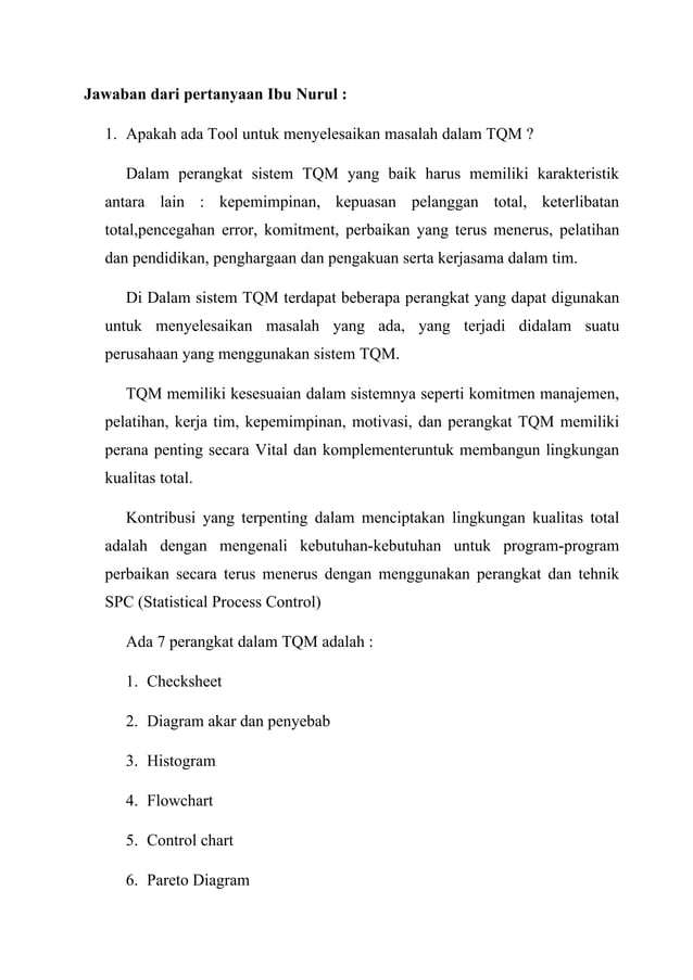 Tanya jawab tqm | PDF