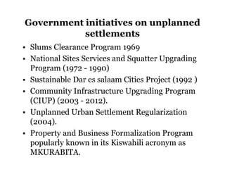Planning and Implementation of Regularized Informal Settlements ...