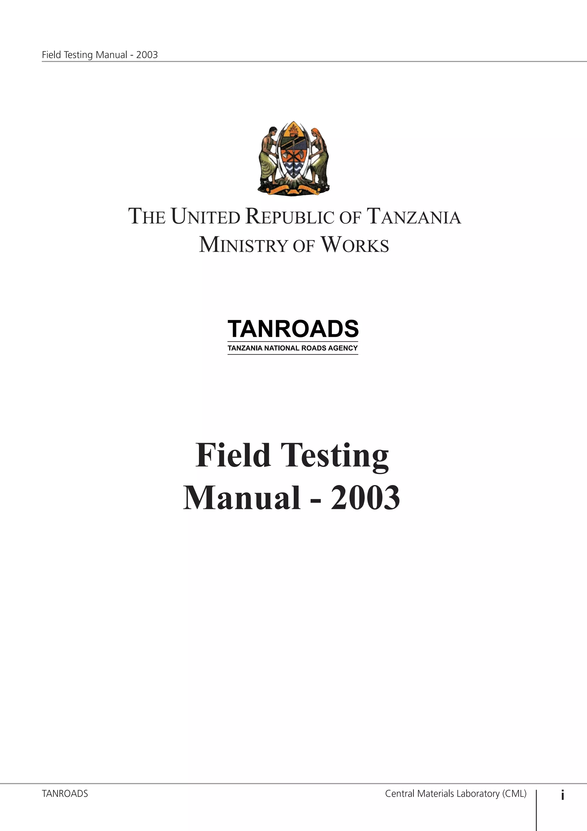 Tanzania field testing manual (2003) | PDF