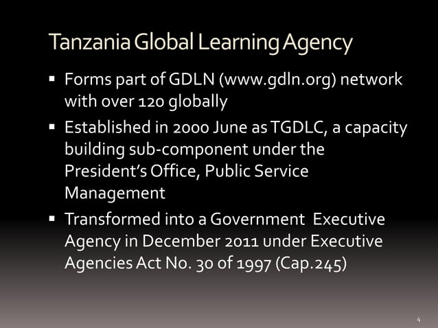 Tanzania Llobal Learning Agency (TaGLA) intro | PDF