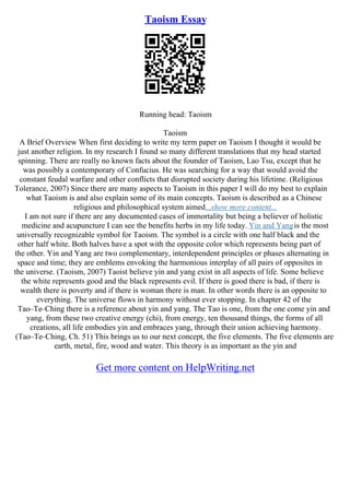 Taoism Essay | PDF