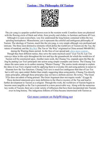 Taoism Essay | PDF