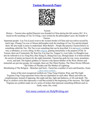 Taoism Essay | PDF