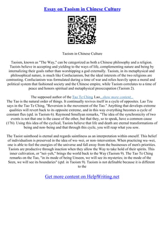 Taoism Essay | PDF
