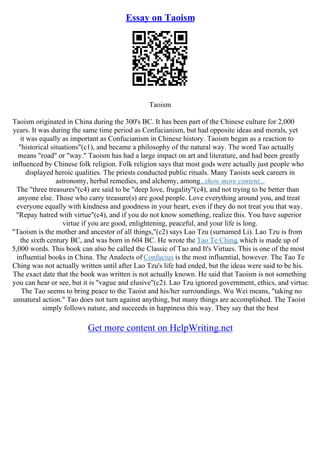 Taoism Essay | PDF