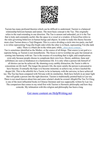 Taoism Essay | PDF