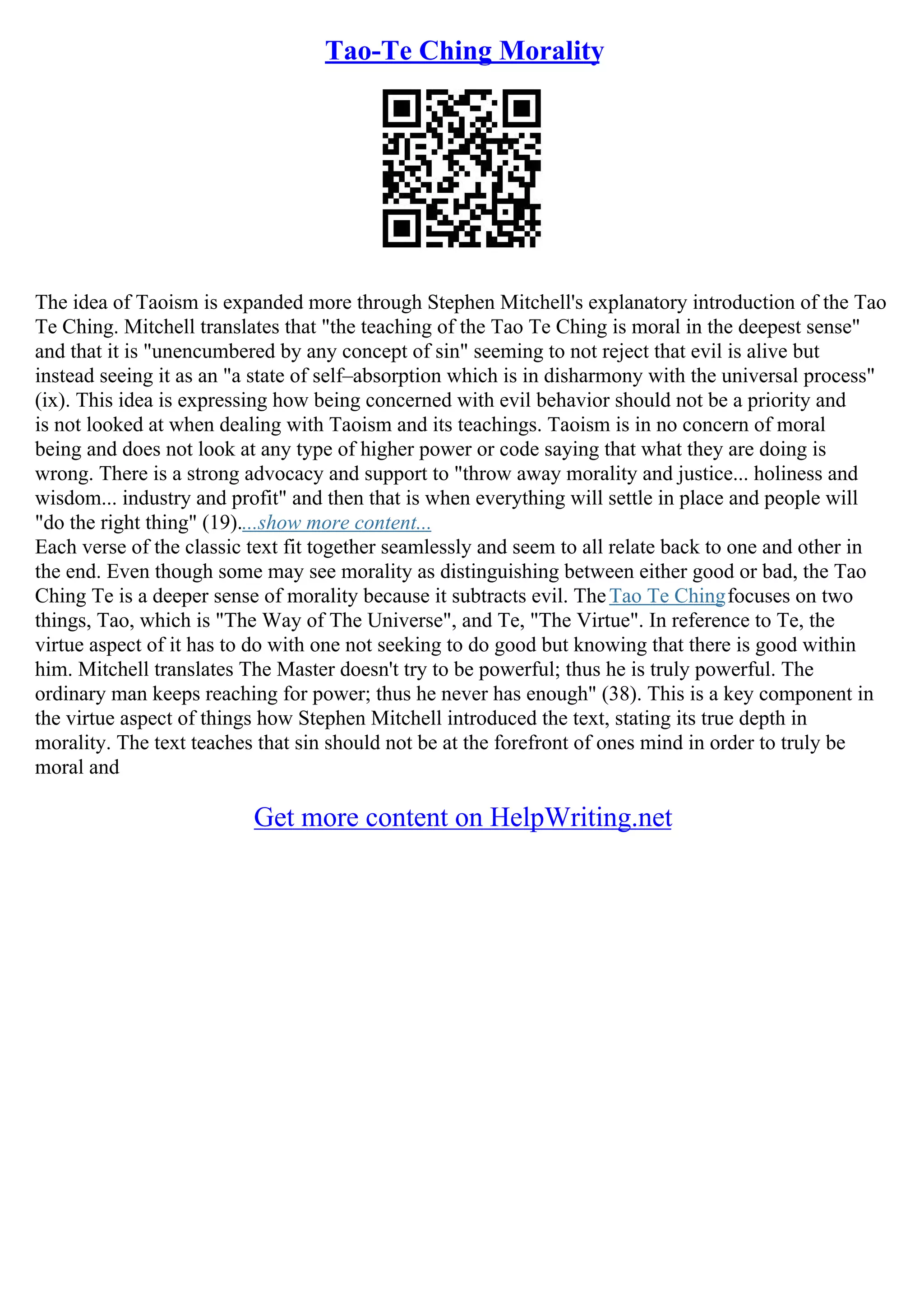 Tao Te Ching Essay | PDF