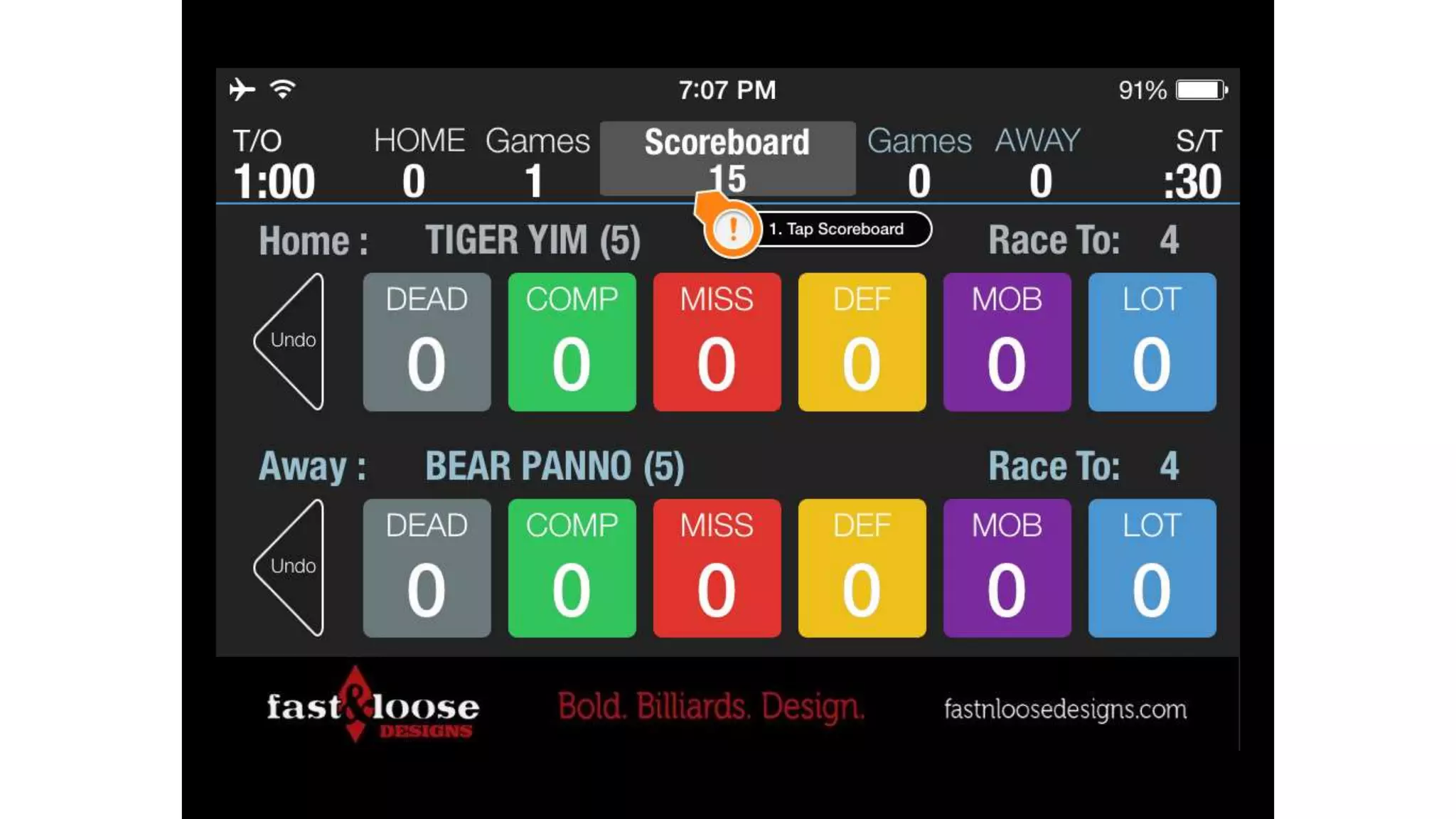 Tap scorekeeper - editing your scoresheet | PPTX