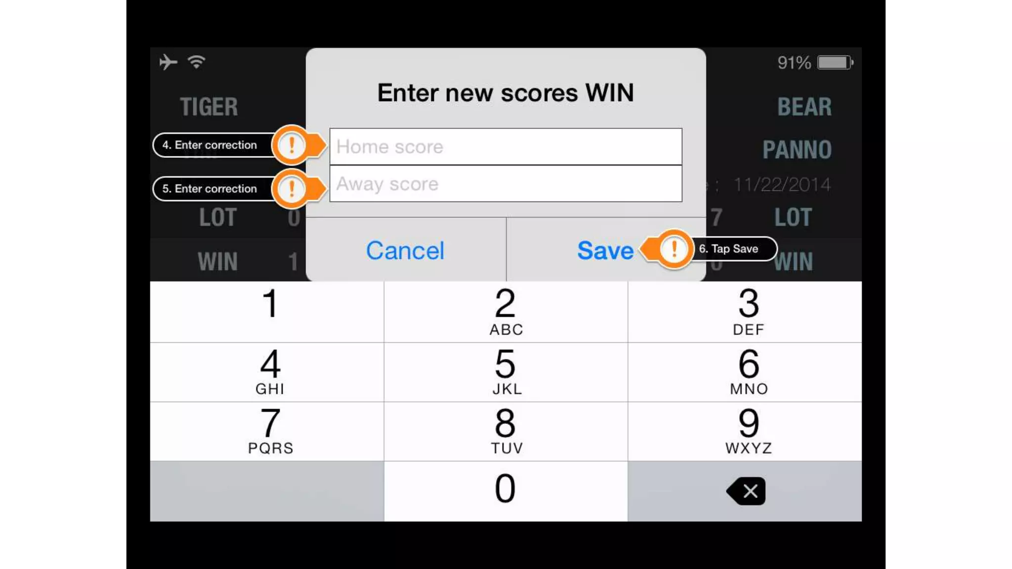 Tap scorekeeper - editing your scoresheet | PPTX