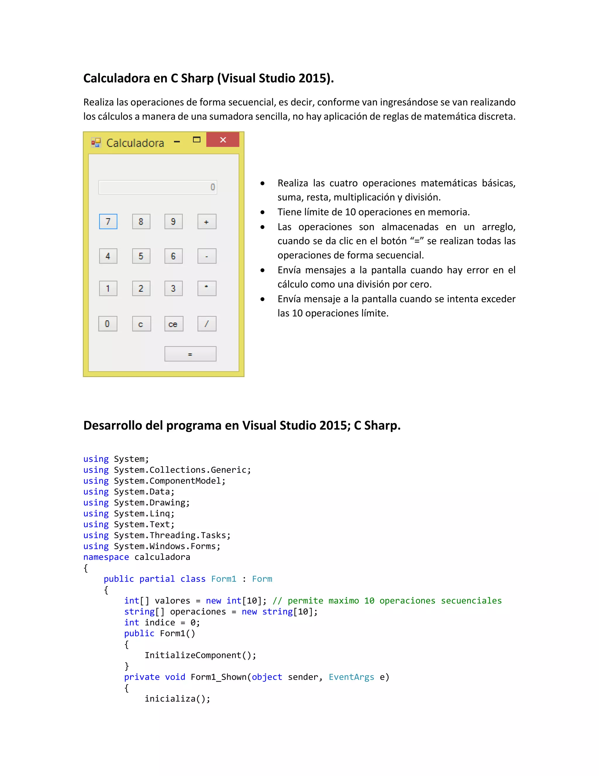 calculadora en c sharp | PDF