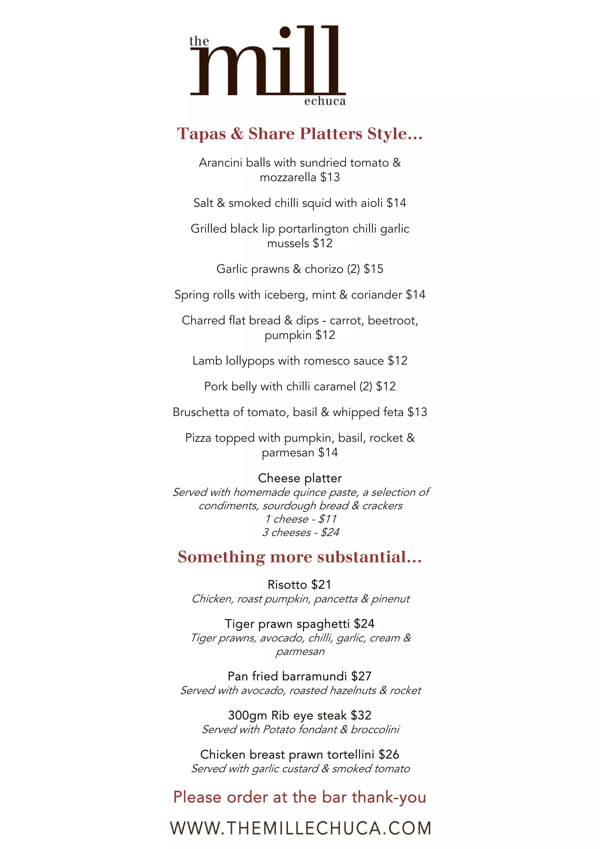 Tapas & dinner menu | PDF
