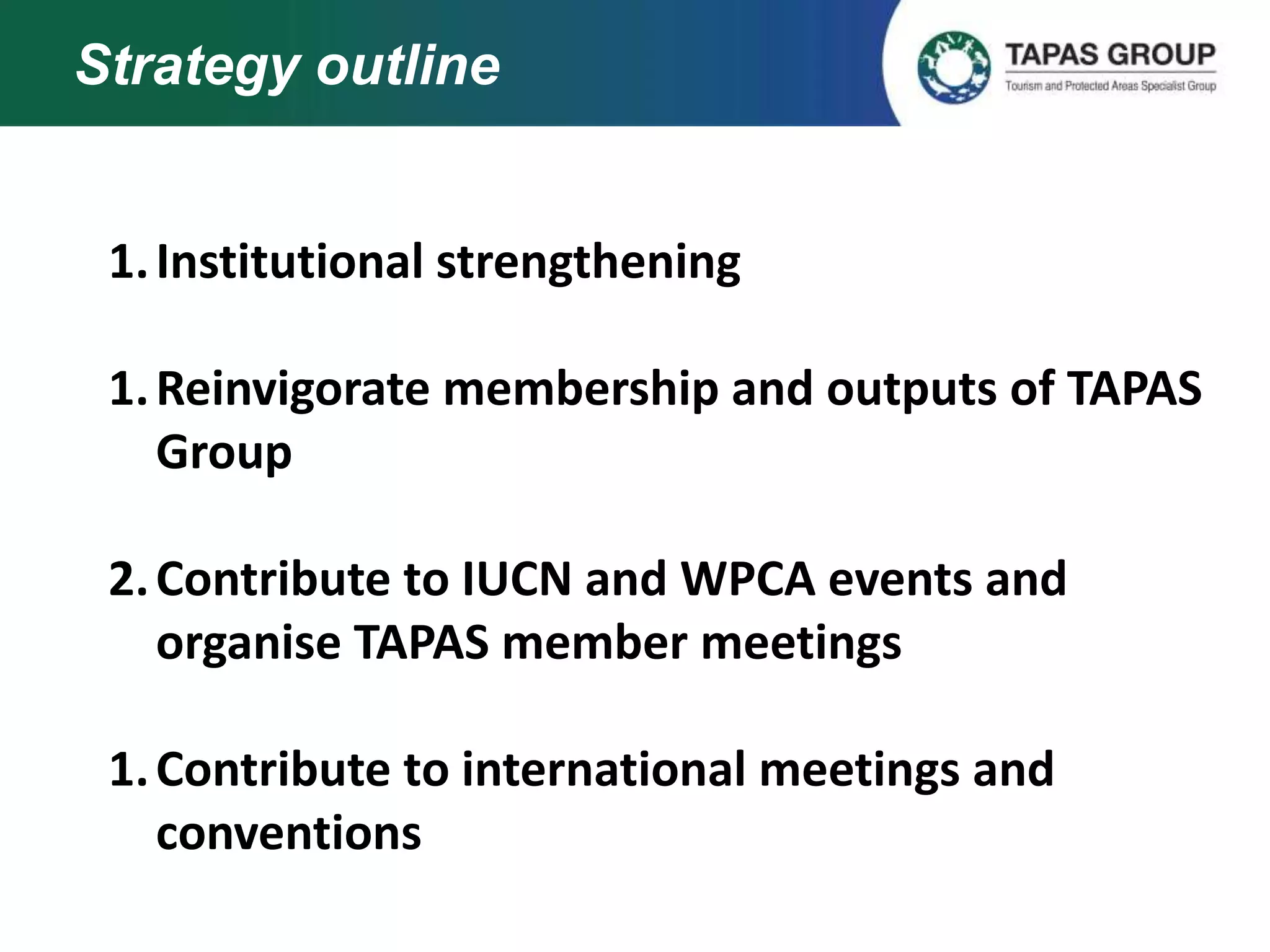 TAPAS group strategy, Anna Spenceley | PPTX