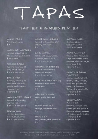 Tapas Menu