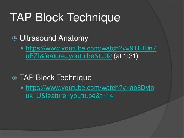 Tap block presentation