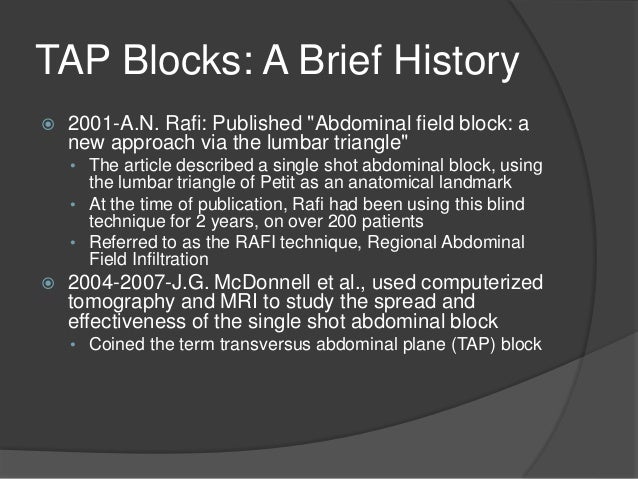 Tap block presentation