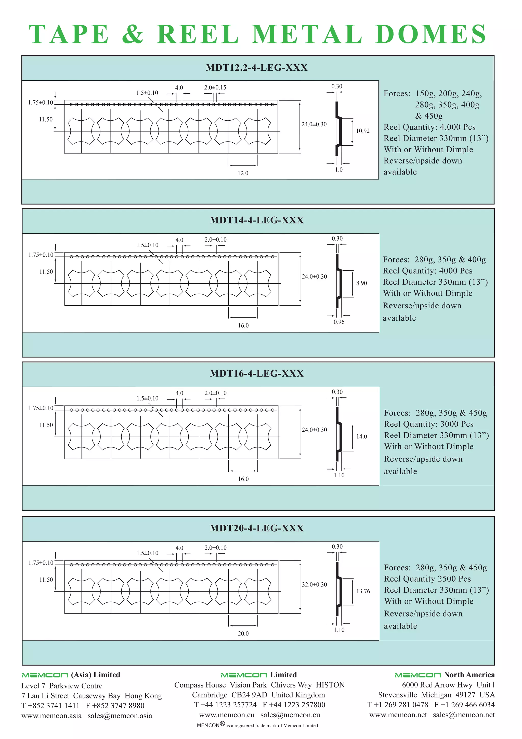 Memcon Tape and-reel-metal-domes | PDF