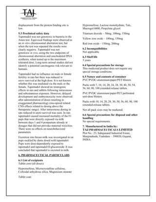 apentadol Extended Release Tablets IP 50mg; 100mg; 150mg; 200mg ...