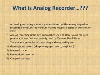 Magnetic Tape recorder | PPT