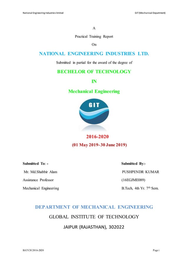 Taper roller bearing training report NBC | DOCX | Mechanical and ...