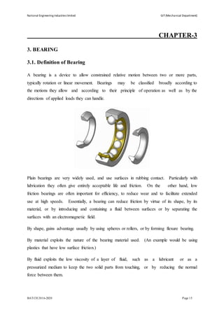 Taper roller bearing training report NBC | DOCX