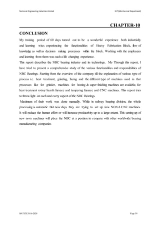 Taper roller bearing training report NBC | DOCX