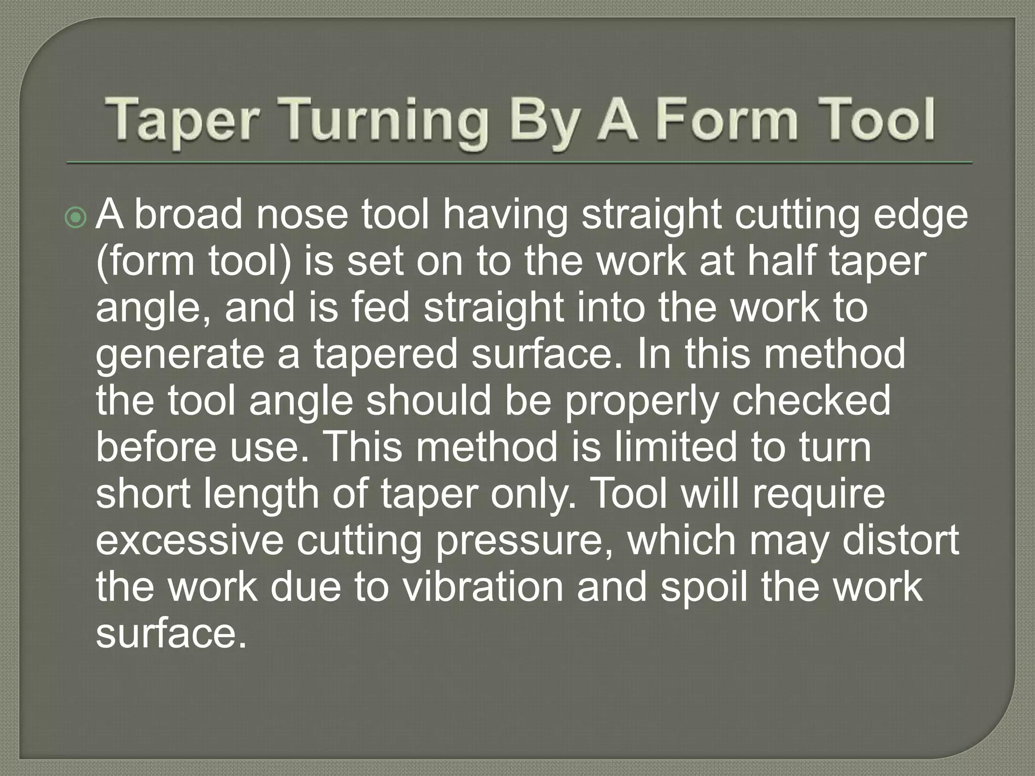 Taper turning method for engine lathe | PPTX