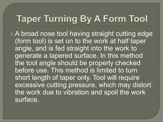 Taper turning method for engine lathe | PPTX
