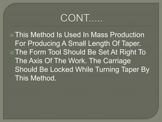 Taper turning method for engine lathe | PPTX