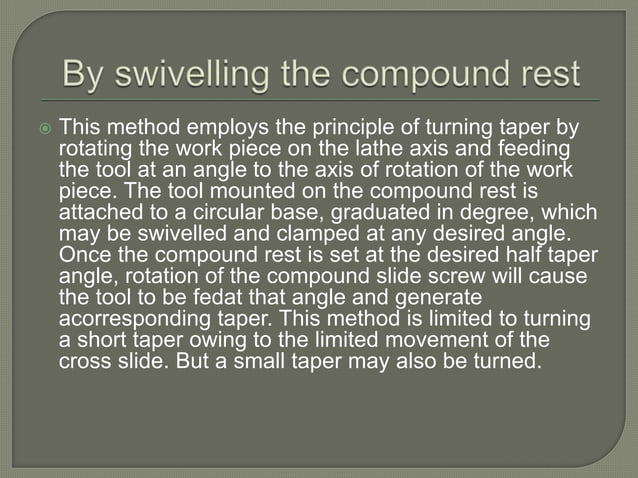 Taper turning method for engine lathe | PPTX