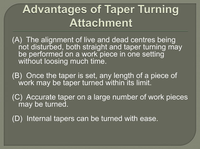 Taper turning method for engine lathe | PPTX
