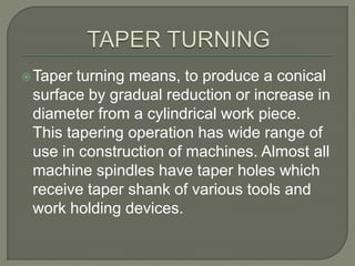 Taper turning method for engine lathe | PPTX