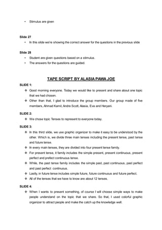 Tapescript of the tenses | DOCX