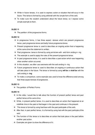 Tapescript of the tenses | DOCX