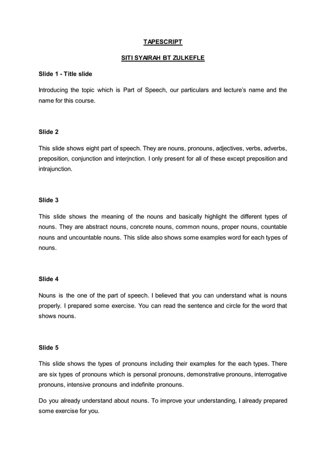 Tape script (siti syairah) | DOCX