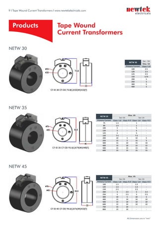 Tape wound current transformers - Newtek Electricals, CTs, PTs, Digital ...