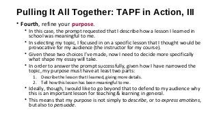 Making a Writing Plan Using TAPF | PPT