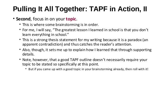 Making a Writing Plan Using TAPF | PPT