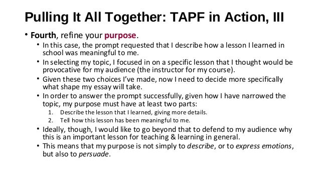 Making a Writing Plan Using TAPF | PPT
